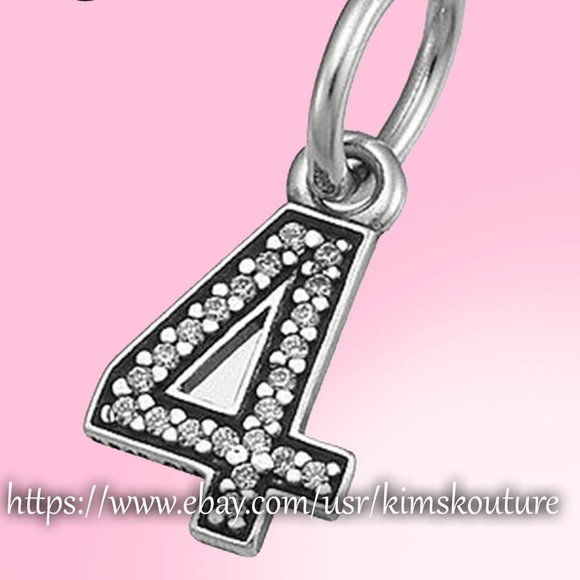 Pandora | Jewelry | Pandora Hanging Number 4 Charm 79342cz | Poshmark